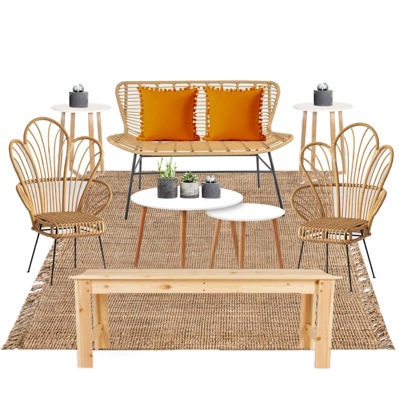Brooklyn Lounge | Rattan Lounge Vignette Rental San Diego