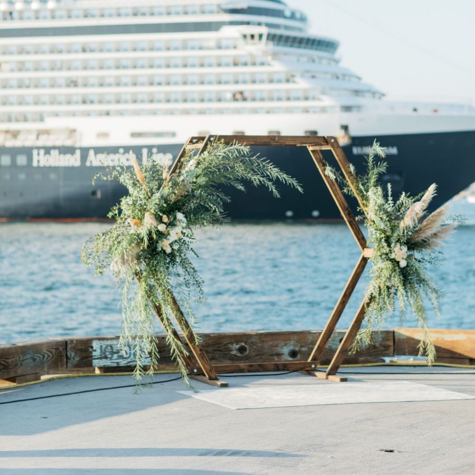 Wood Geometric Ceremony Arch Rental | Circle Ceremony Arch Rental San Diego