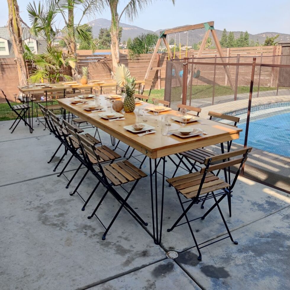 Honey Wood Farm Table Rentals San Diego | Light Wood Table Rental for ...